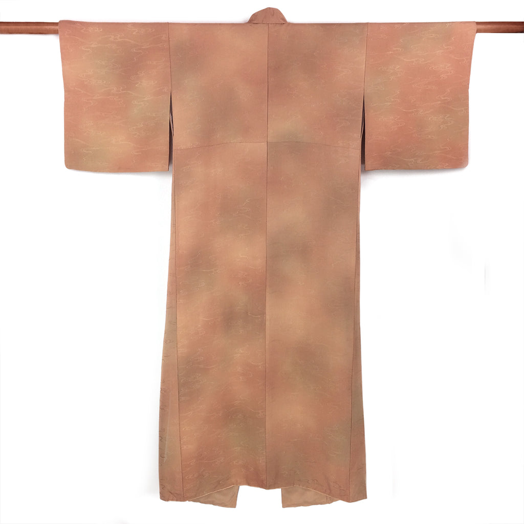 Vintage Japanese Kimono Pure Silk Kawa Pattern Embroidery Long Kimono ...